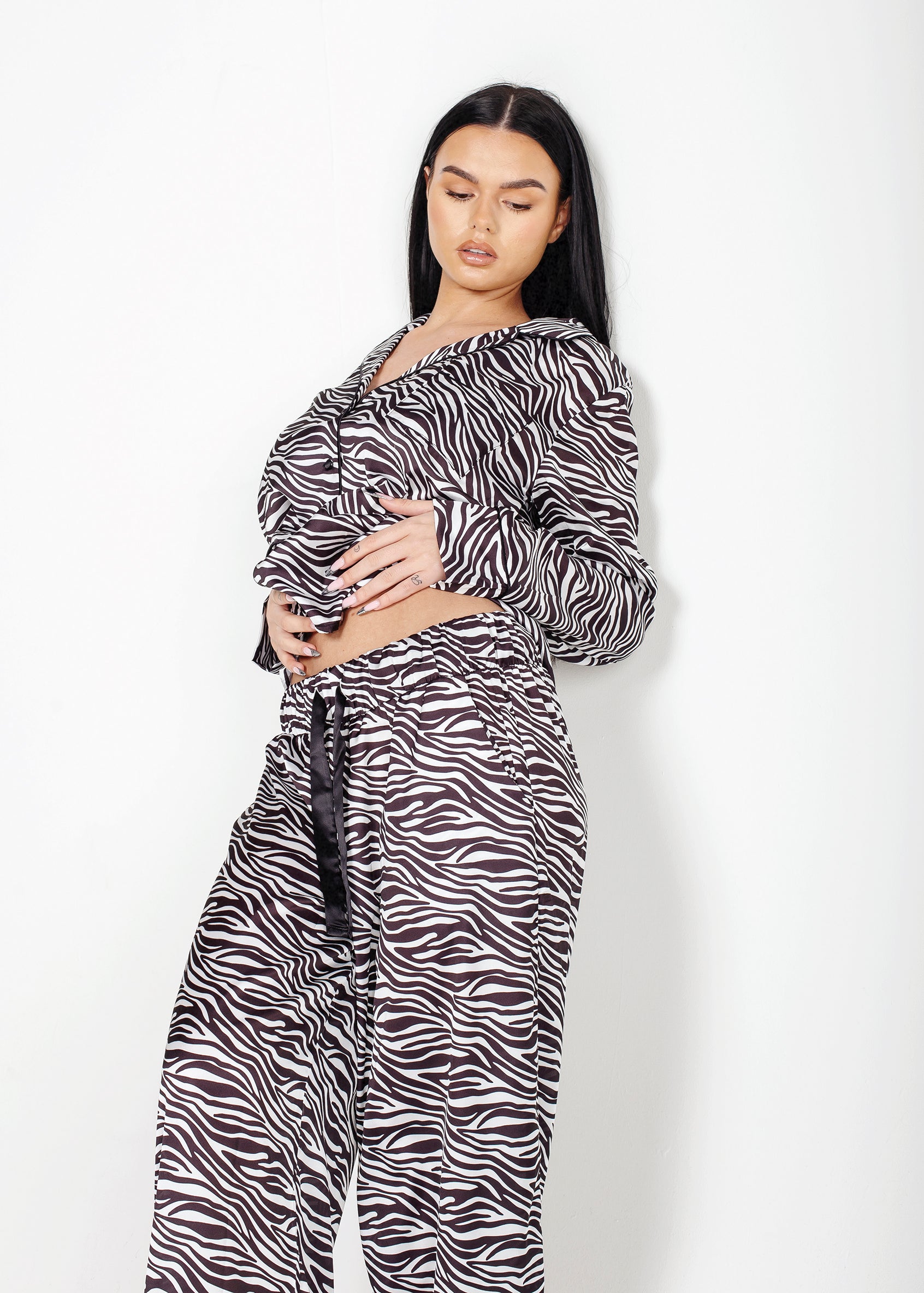 Monochrome Satin Pyjama Set – Jim Jam The Label