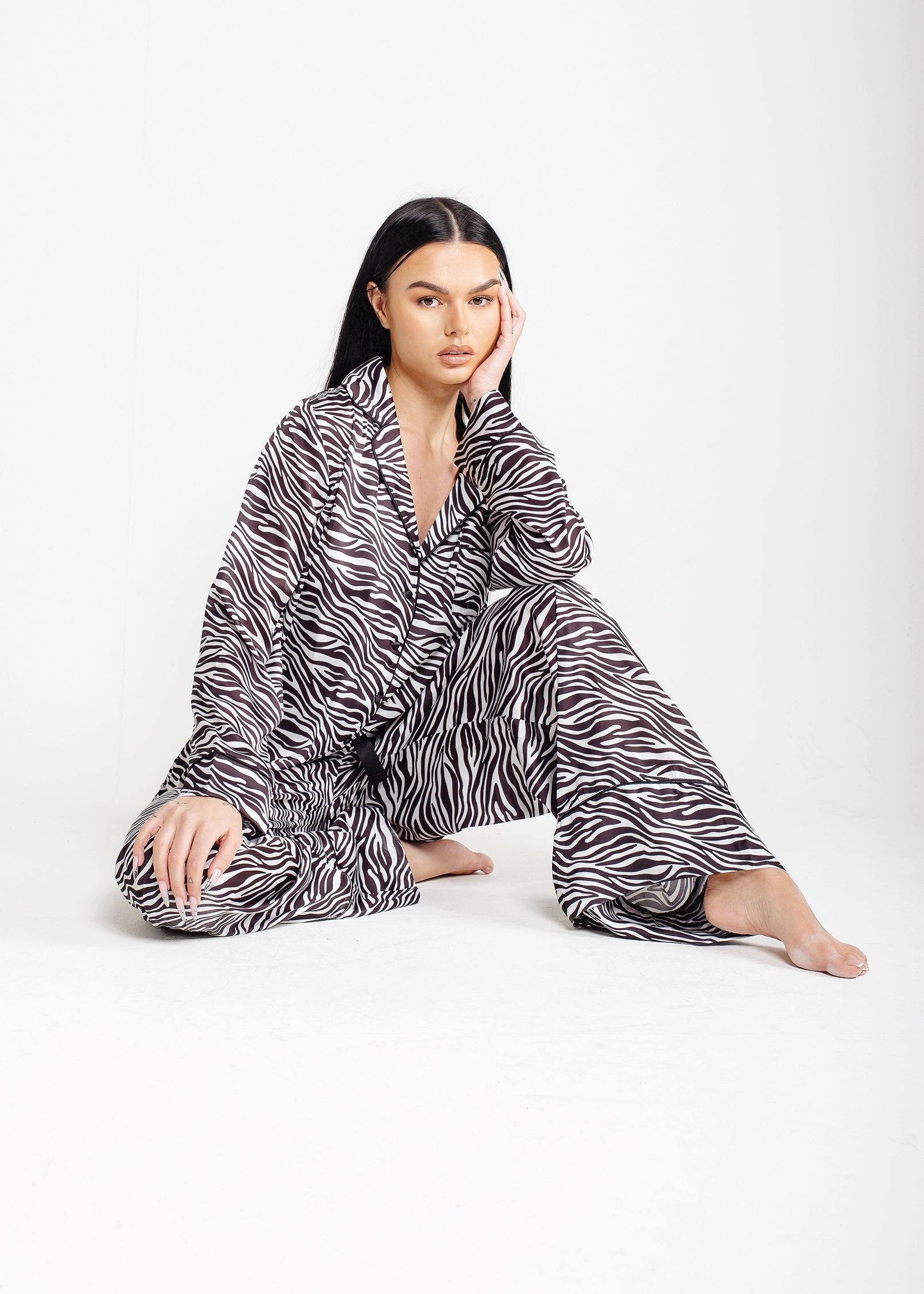 Monochrome Satin Pyjama Set – Jim Jam The Label